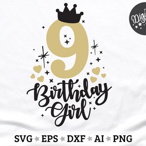 Nine Birthday Svg, Ninth Birthday Svg, 9th Birthday Svg, Number Nine ...