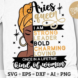 Aries Queen Svg, Birthday Queen Svg, Black Women Svg, Afro Girl Svg ...