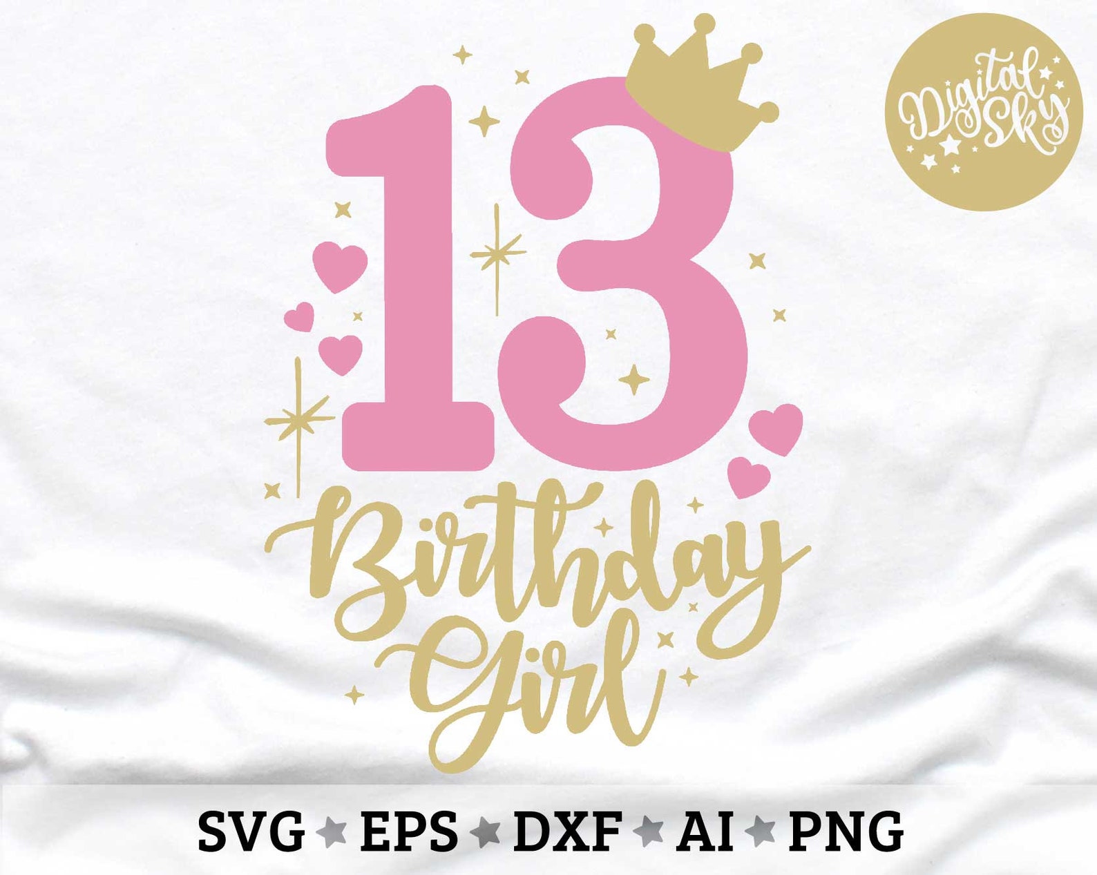 13 Birthday Svg 13th Birthday Girl Svg Crown Number Svg | Etsy