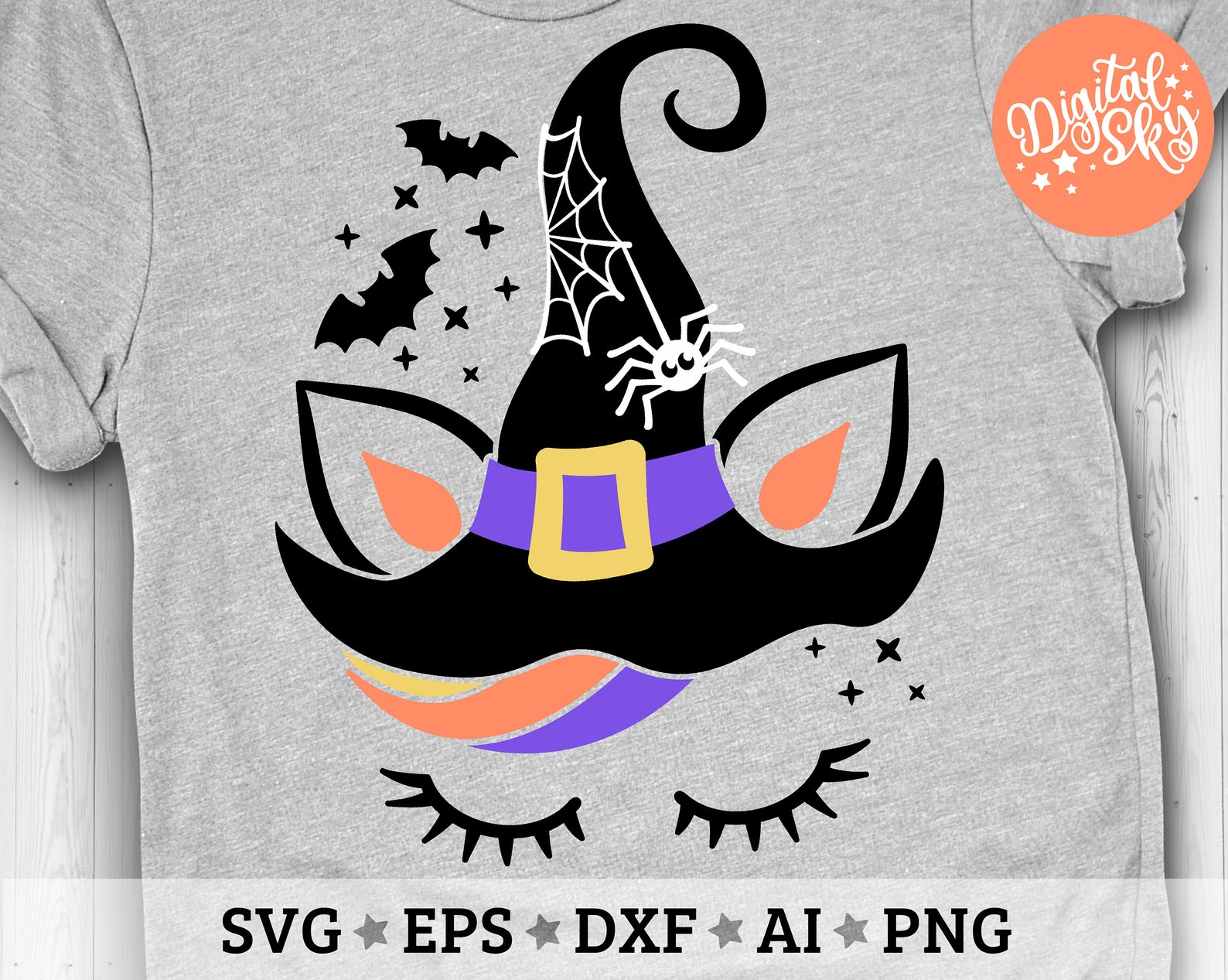 Halloween Unicorn Svg Unicorn Witch Svg Spider Witch Hat | Etsy