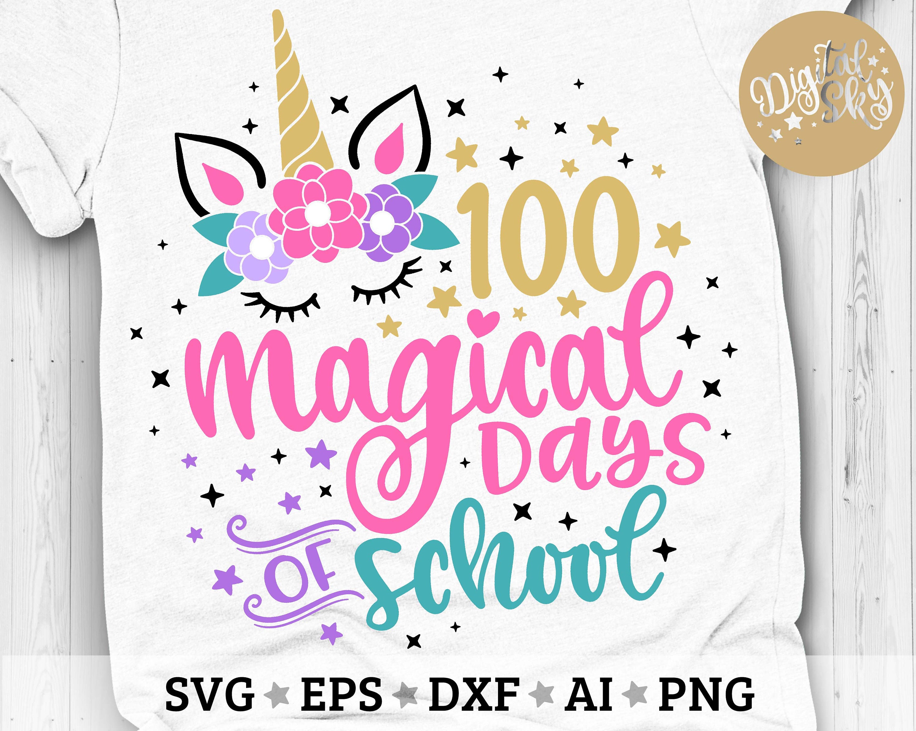 100 Magical Days of School Svg Unicorn School Cut File 100 - Etsy
