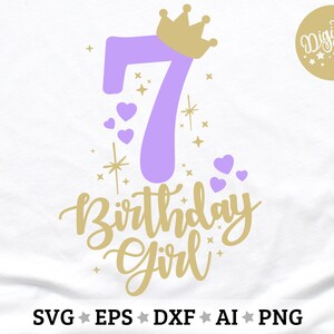 Seven Birthday Svg, Seventh Birthday Svg, 7th Birthday Svg, Number ...