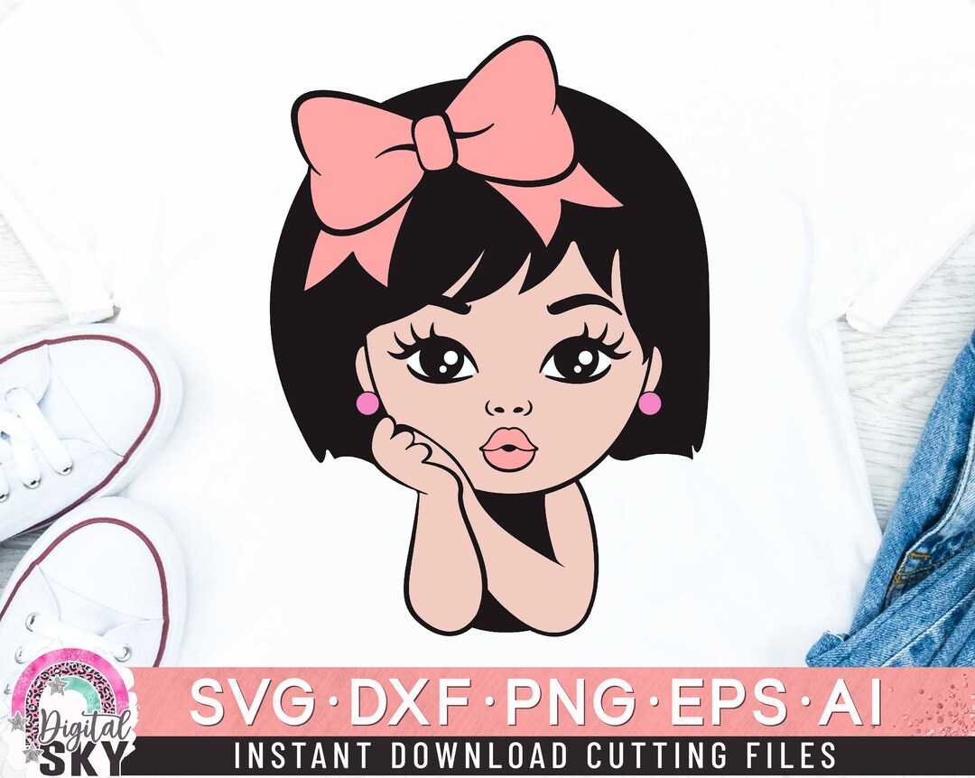 Ribbon Girl Svg, Little Princess Svg, Peekaboo Girl Svg, Caucasian Girl ...