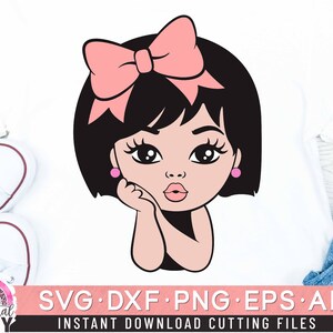 Ribbon Girl Svg, Little Princess Svg, Peekaboo Girl Svg, Caucasian Girl ...