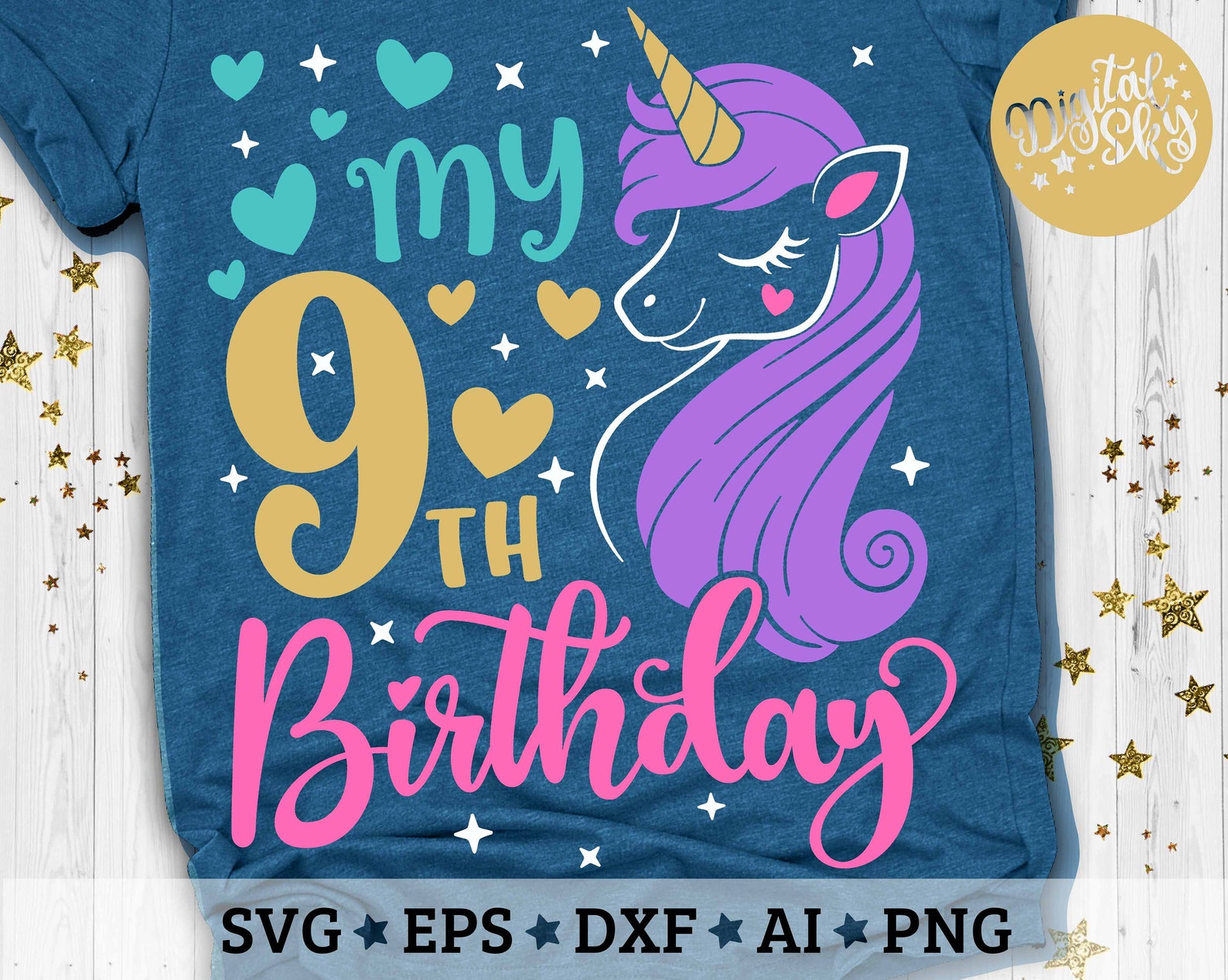 My 9th Birthday Svg Ninth Bday Svg Unicorn Birthday Svg - Etsy