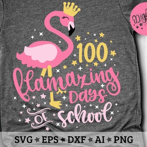 100 Flamazing Days of School Svg Flamingo School Svg | Etsy