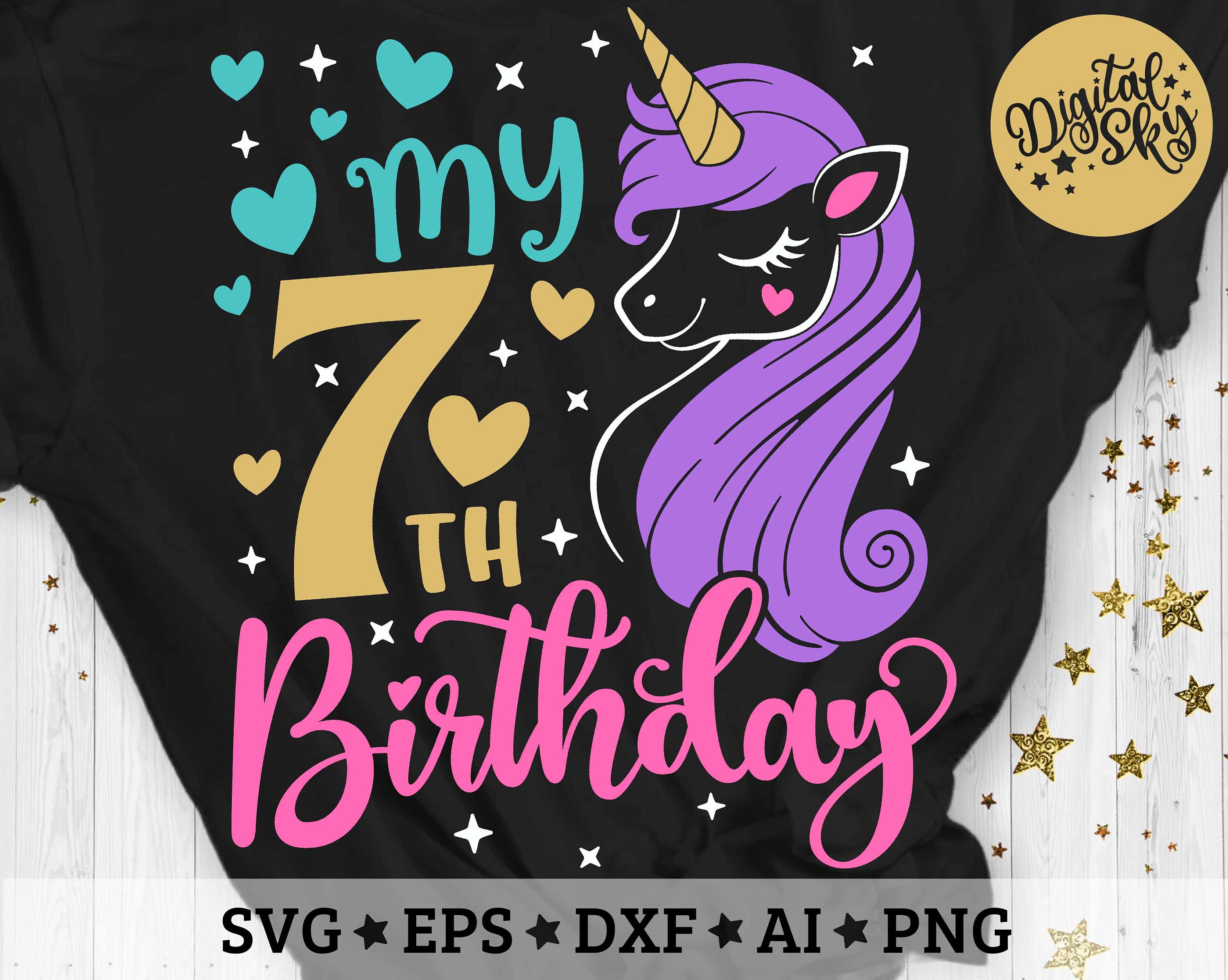 My 7th Birthday Svg Seventh Bday Svg Unicorn Birthday Svg - Etsy