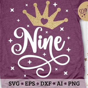 Nine Birthday Svg, Ninth Birthday Svg, 9th Birthday Svg, Number Nine ...