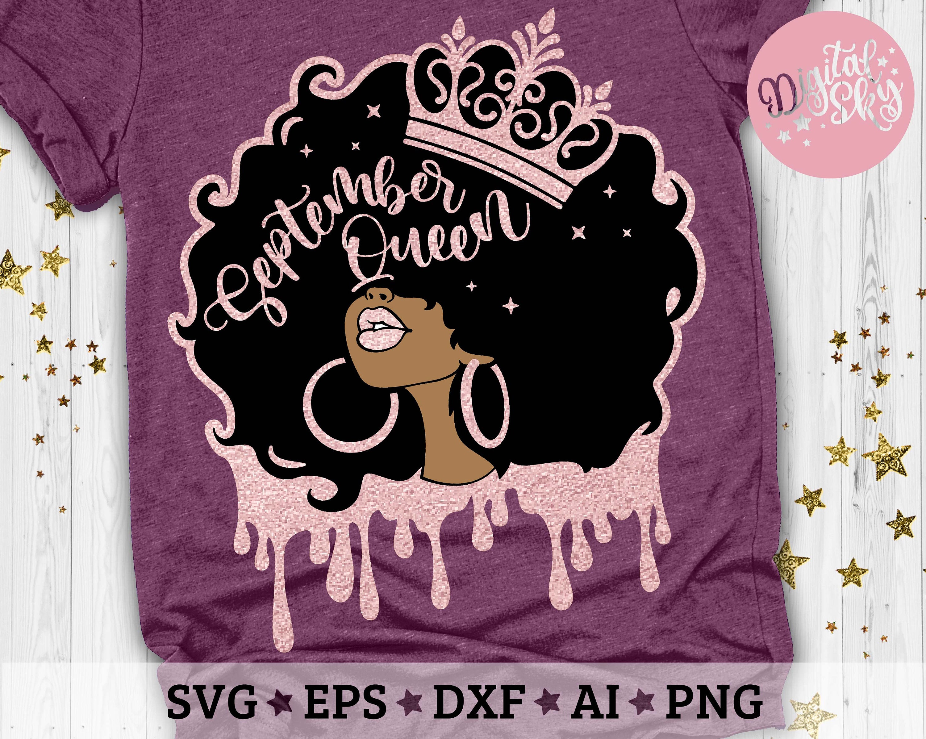 September Queen Svg Afro Girl Svg Afro Queen Svg Birthday | Etsy