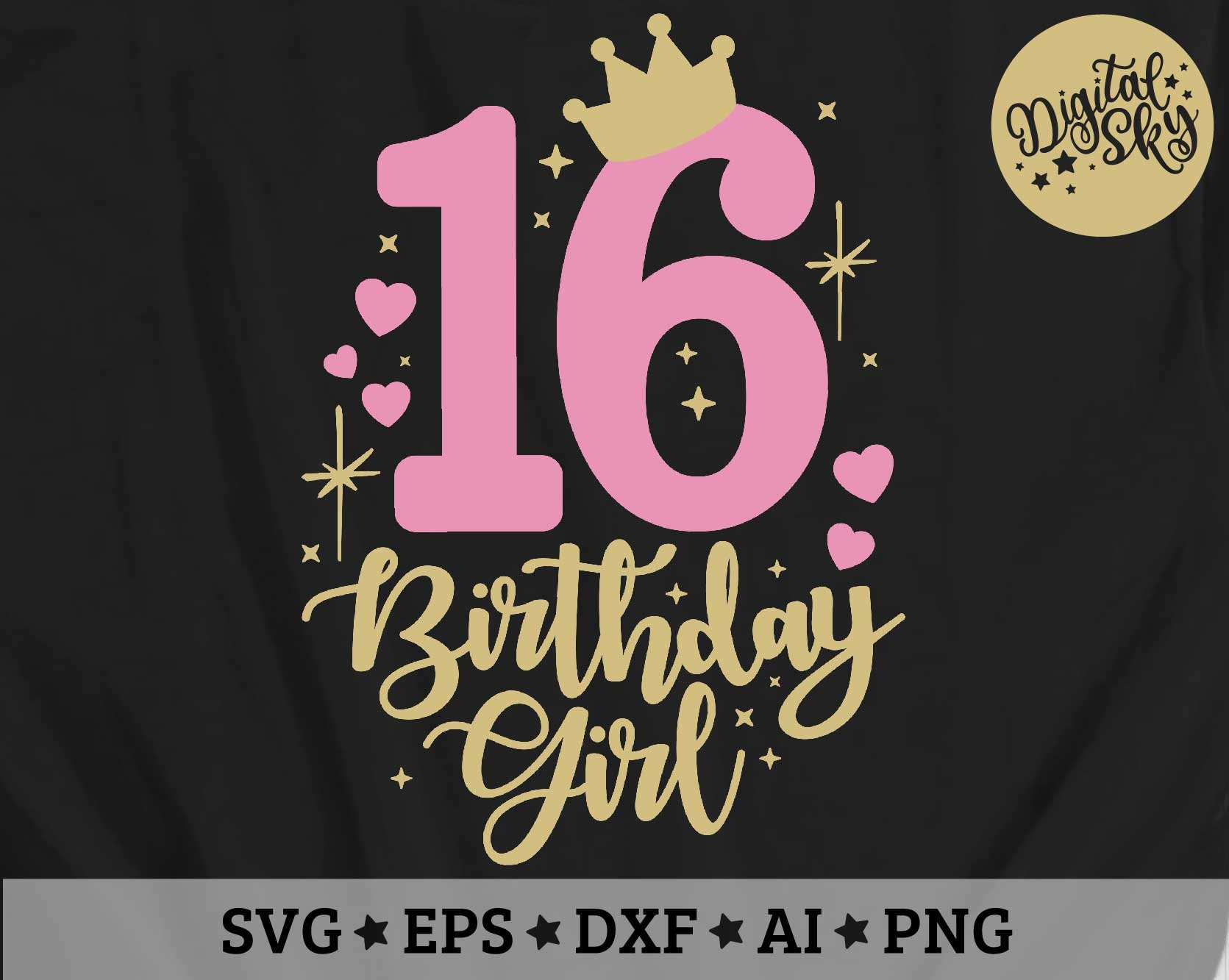16 Birthday Svg 16th Birthday Girl Svg Number Sixteen Svg - Etsy