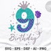 Mermaid 9th Birthday Svg, Nine Mermaid Number Svg - Etsy