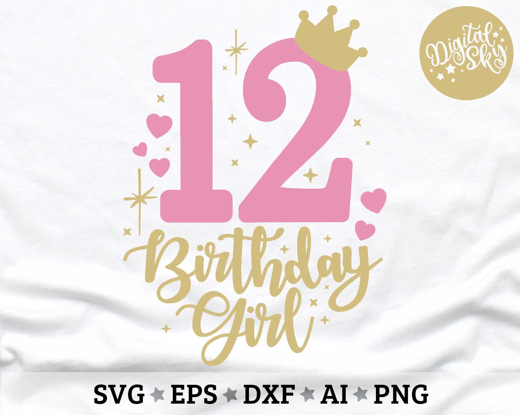 12 Birthday Svg 12th Birthday Girl Svg Crown Number Svg | Etsy Canada