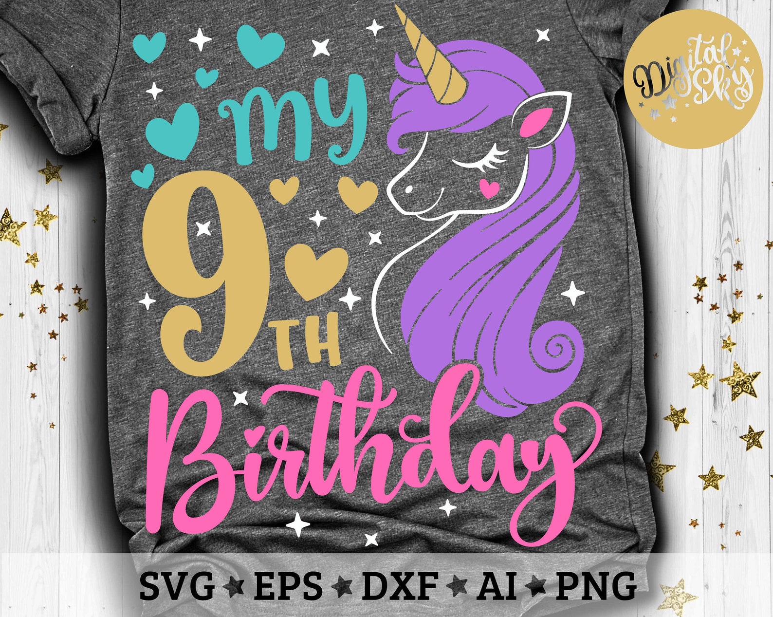 My 9th Birthday Svg Ninth Bday Svg Unicorn Birthday Svg - Etsy