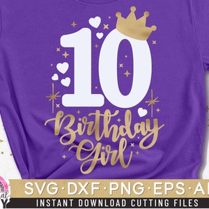 Ten Birthday Svg, Tenth Birthday Svg, 10th Birthday Svg, Number Ten Svg ...