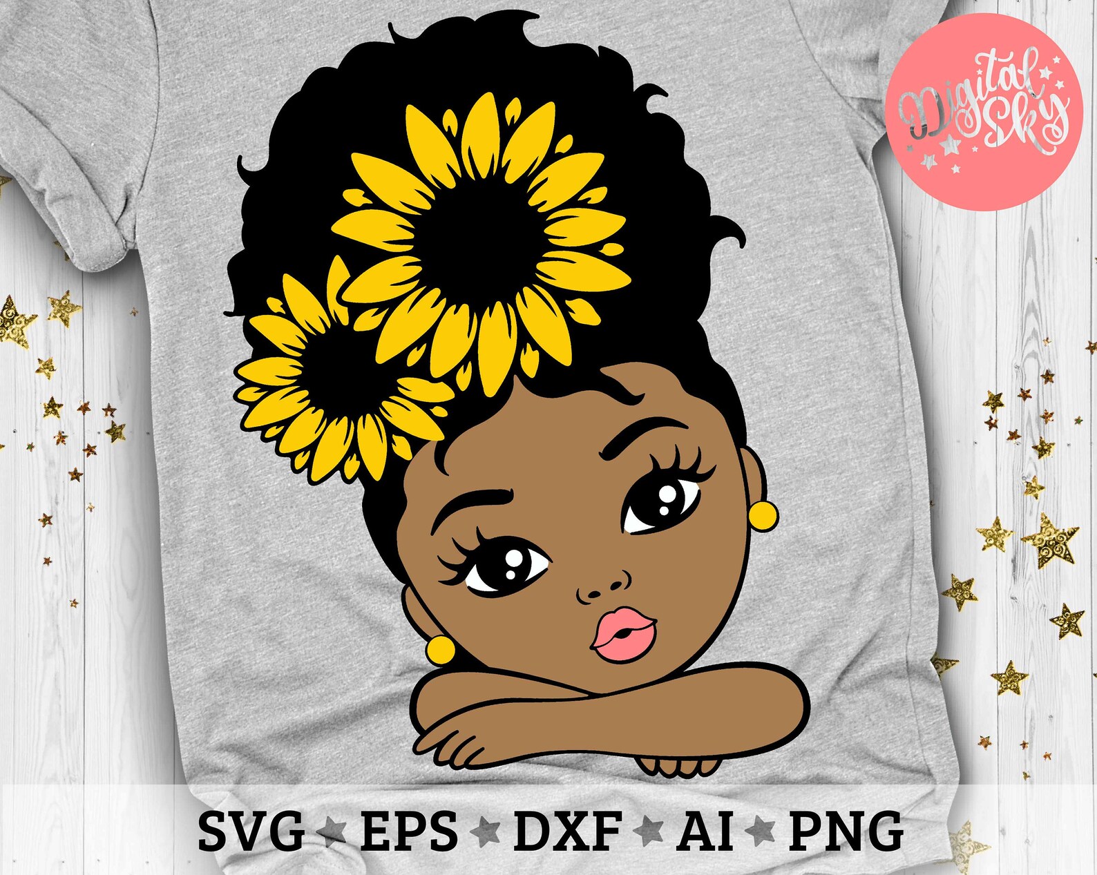 Sunflower Girl Svg Peekaboo Girl Svg Afro Puff Svg Summer - Etsy