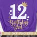 12 Birthday Svg 12th Birthday Girl Svg Crown Number Svg - Etsy