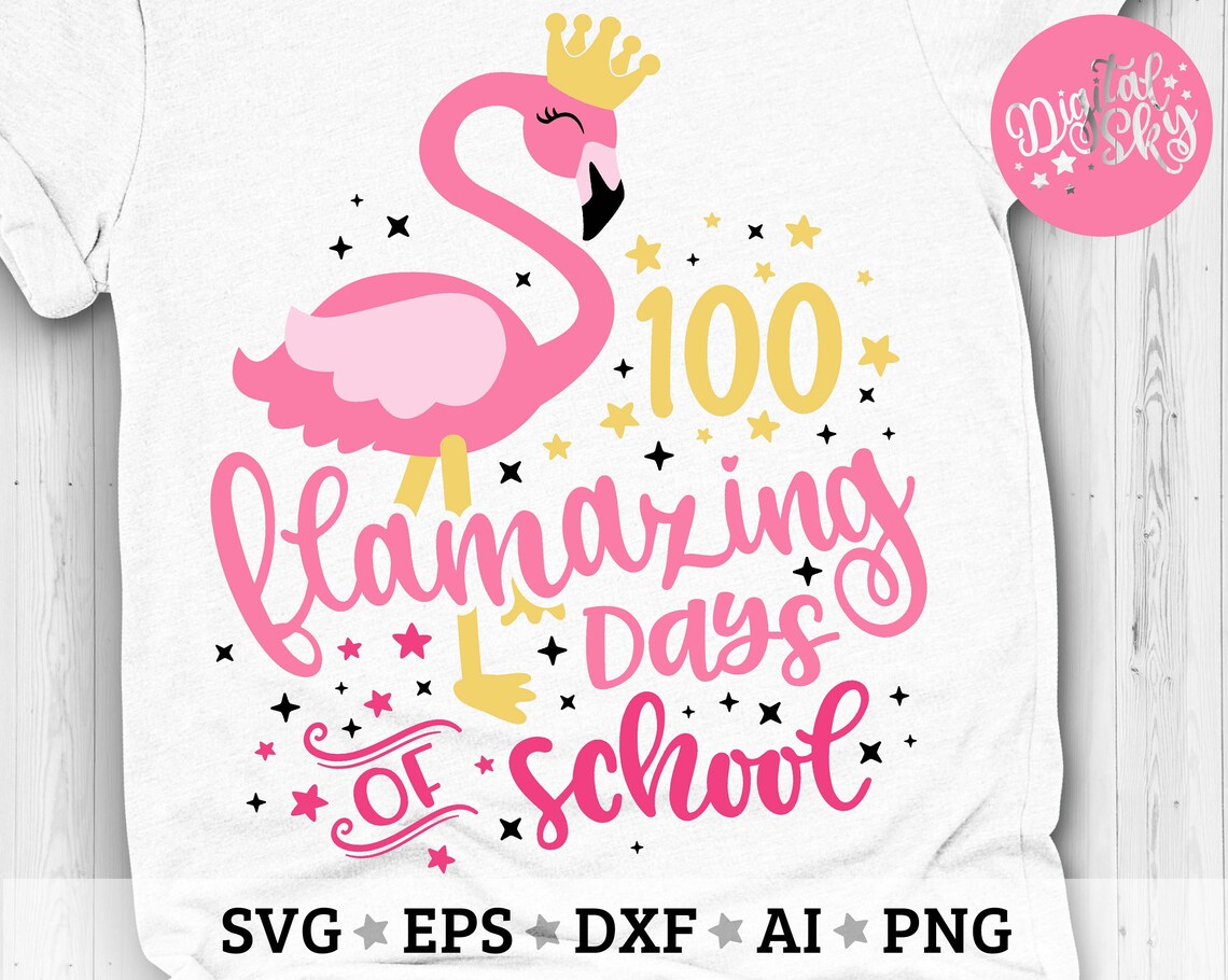 100 Flamazing Days of School Svg Flamingo School Svg - Etsy