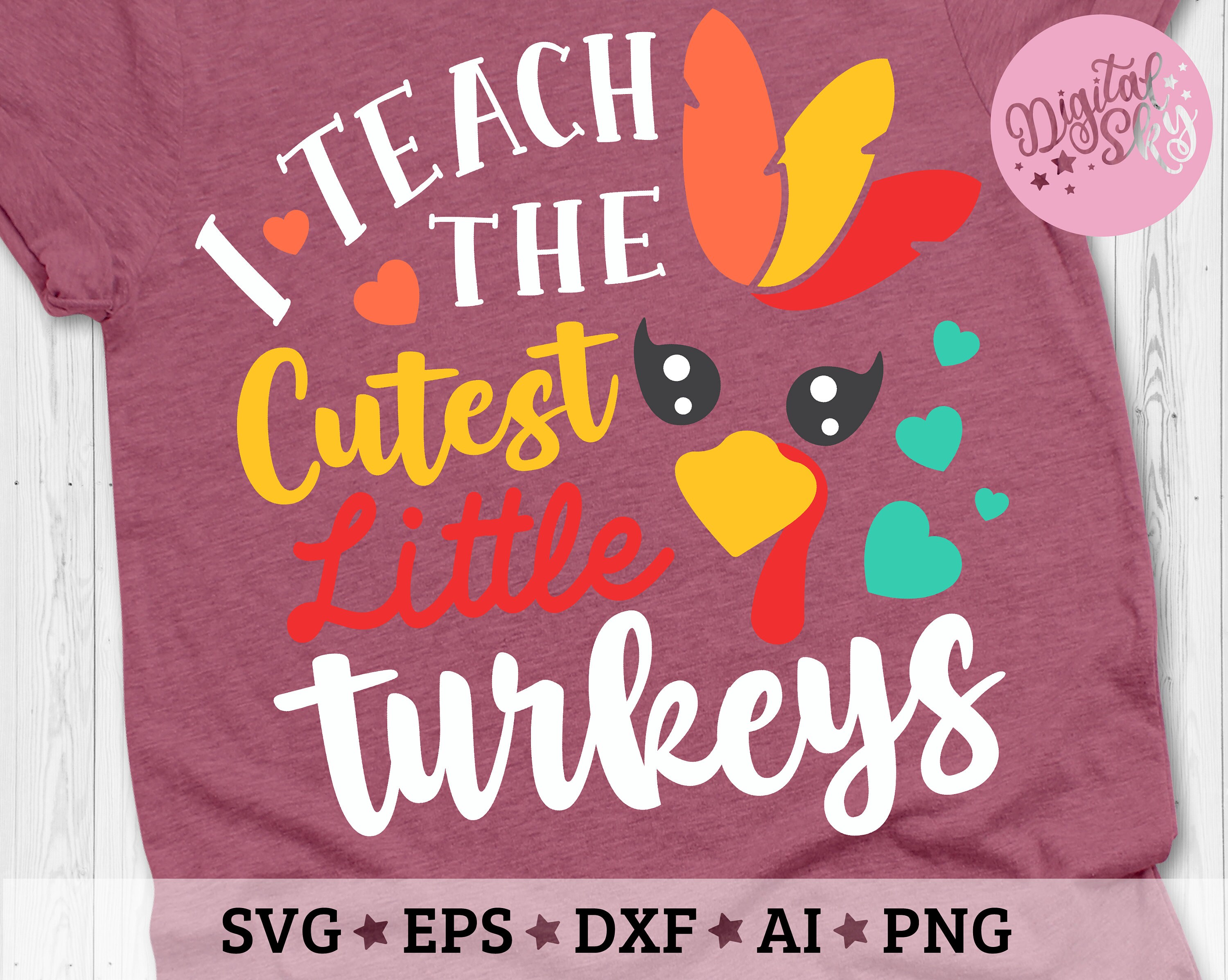 I Teach the Cutest Little Turkeys Svg Turkey Face Svg | Etsy