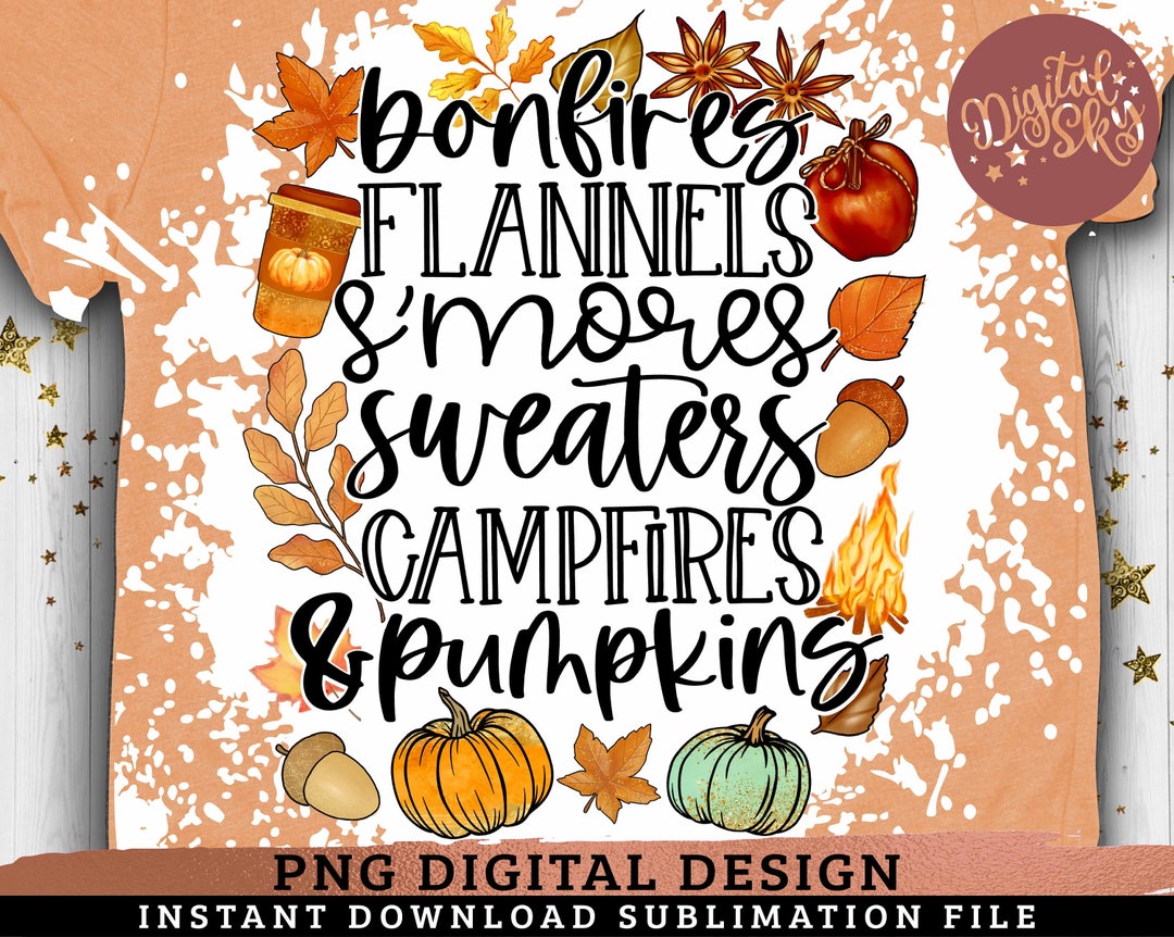 Bonfires Flannels Sweater Pumpkins PNG, Fall Sublimation, Fall Vibes ...