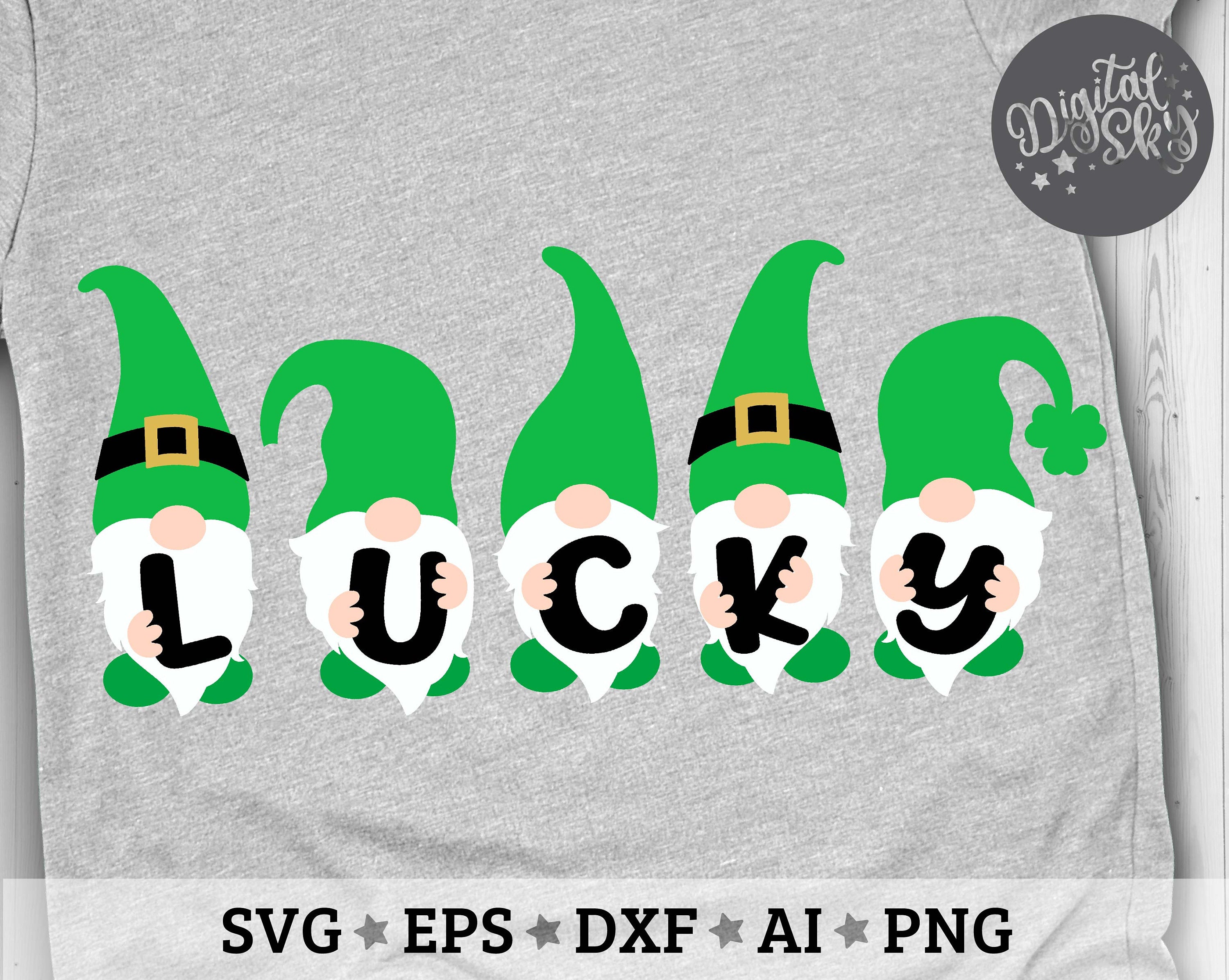 St Patricks Day Gnomes Svg Holding Lucky Letters Svg St | Etsy