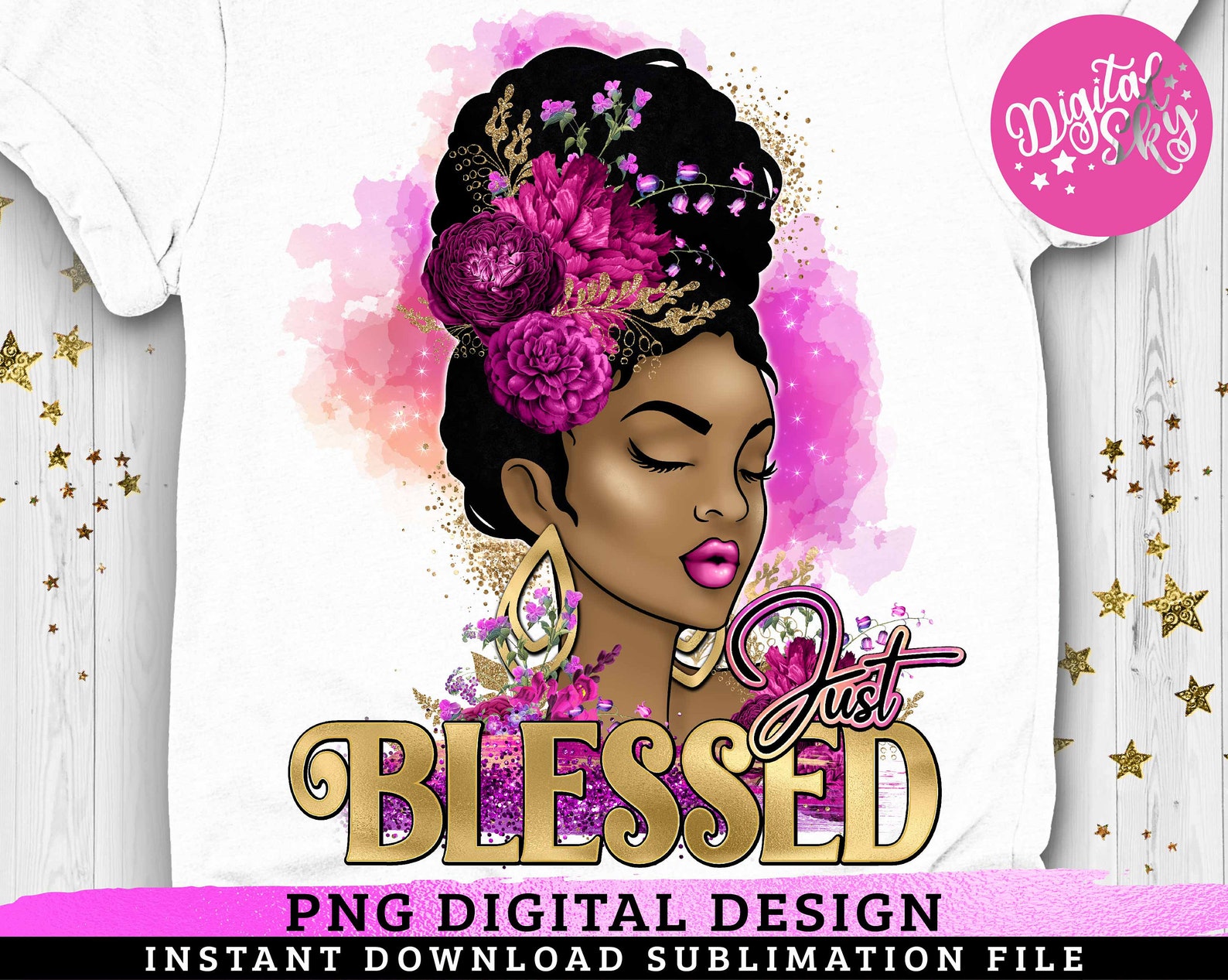 Just Blessed PNG Black Woman Religious PNG She is Strong - Etsy