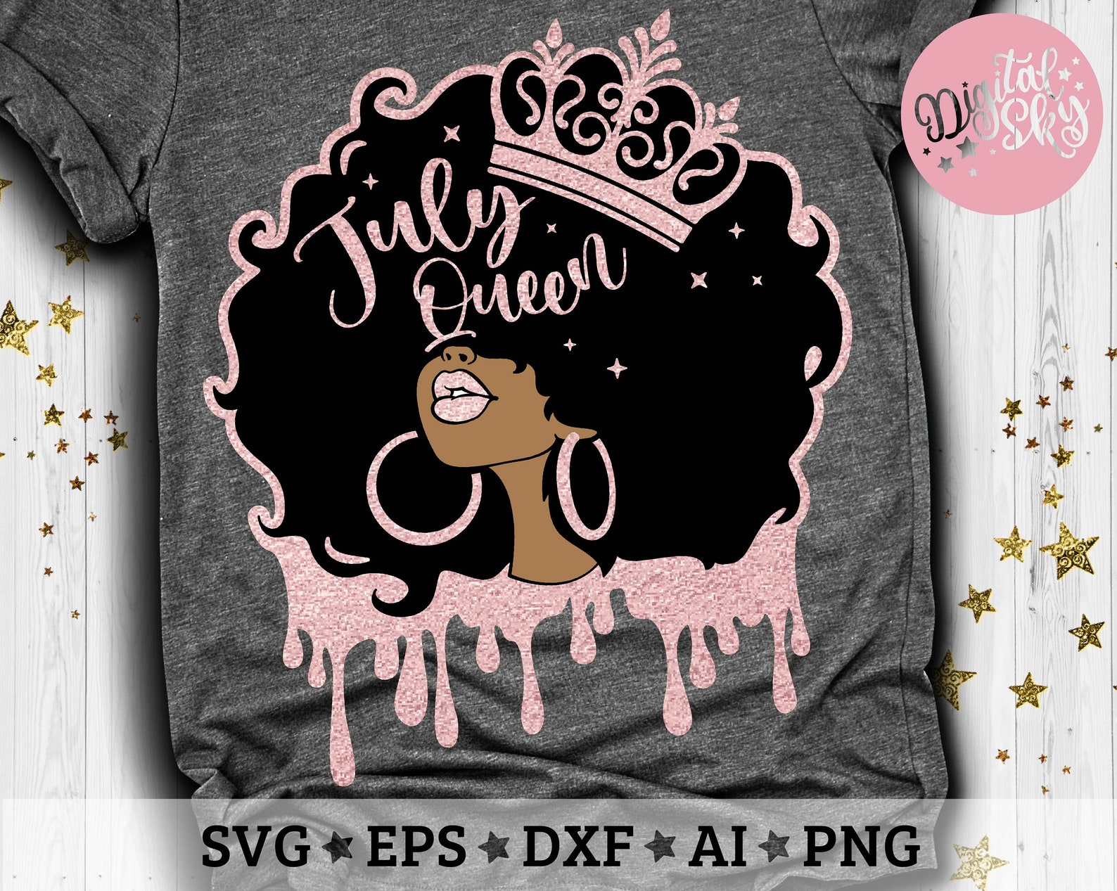 July Queen Svg Afro Girl Svg Afro Queen Svg Birthday Drip | Etsy
