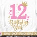 12 Birthday Svg 12th Birthday Girl Svg Crown Number Svg - Etsy