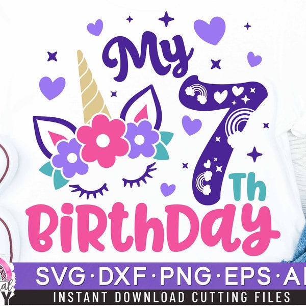 Unicorn 7th Birthday Svg - Etsy