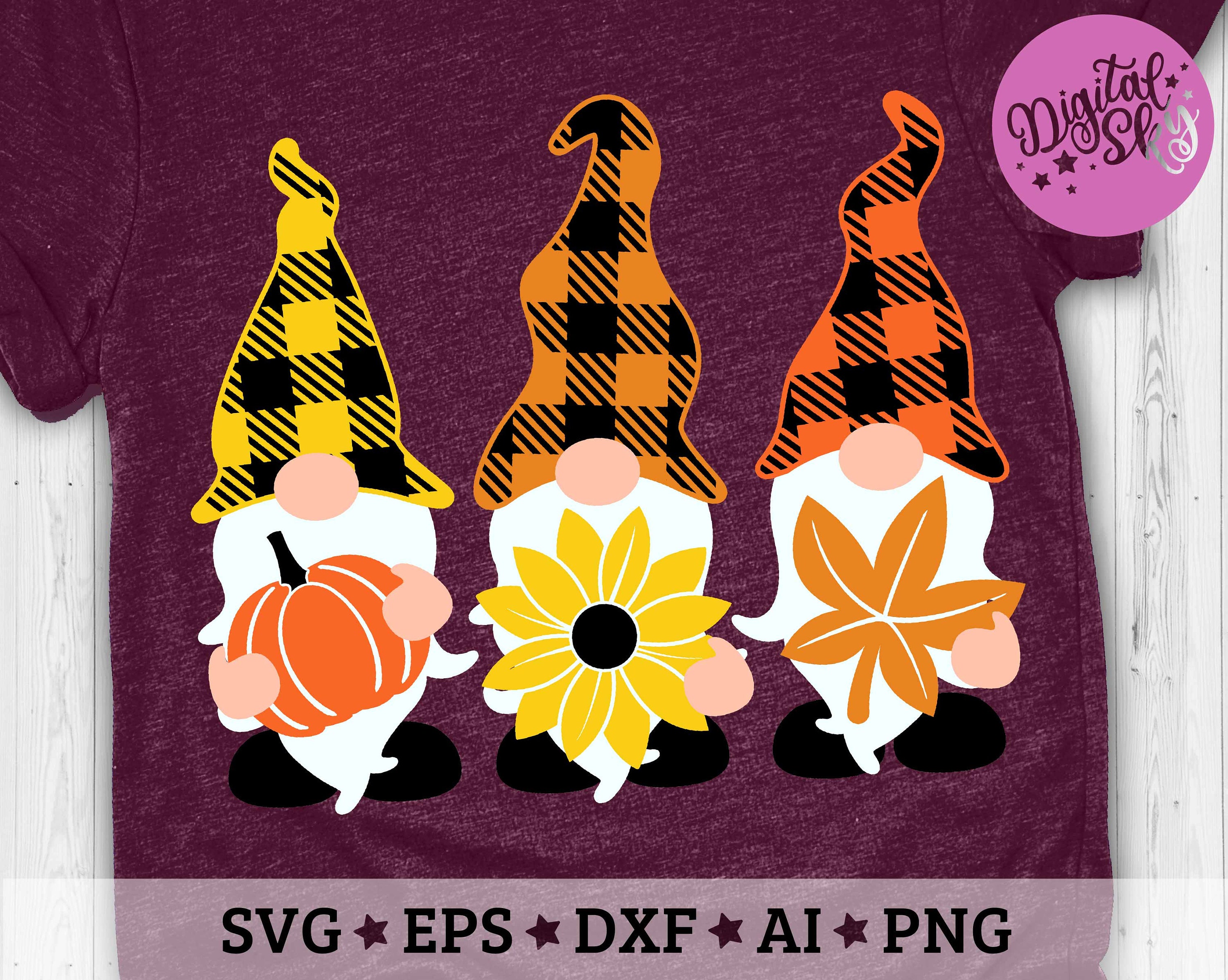 Fall Gnomes Svg Autumn Fall Gnome Svg Plaid Gnome Svg Hello | Etsy