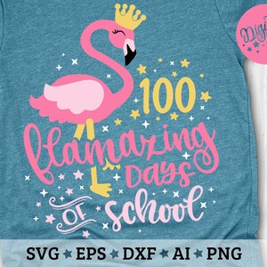 100 Flamazing Days of School Svg Flamingo School Svg | Etsy
