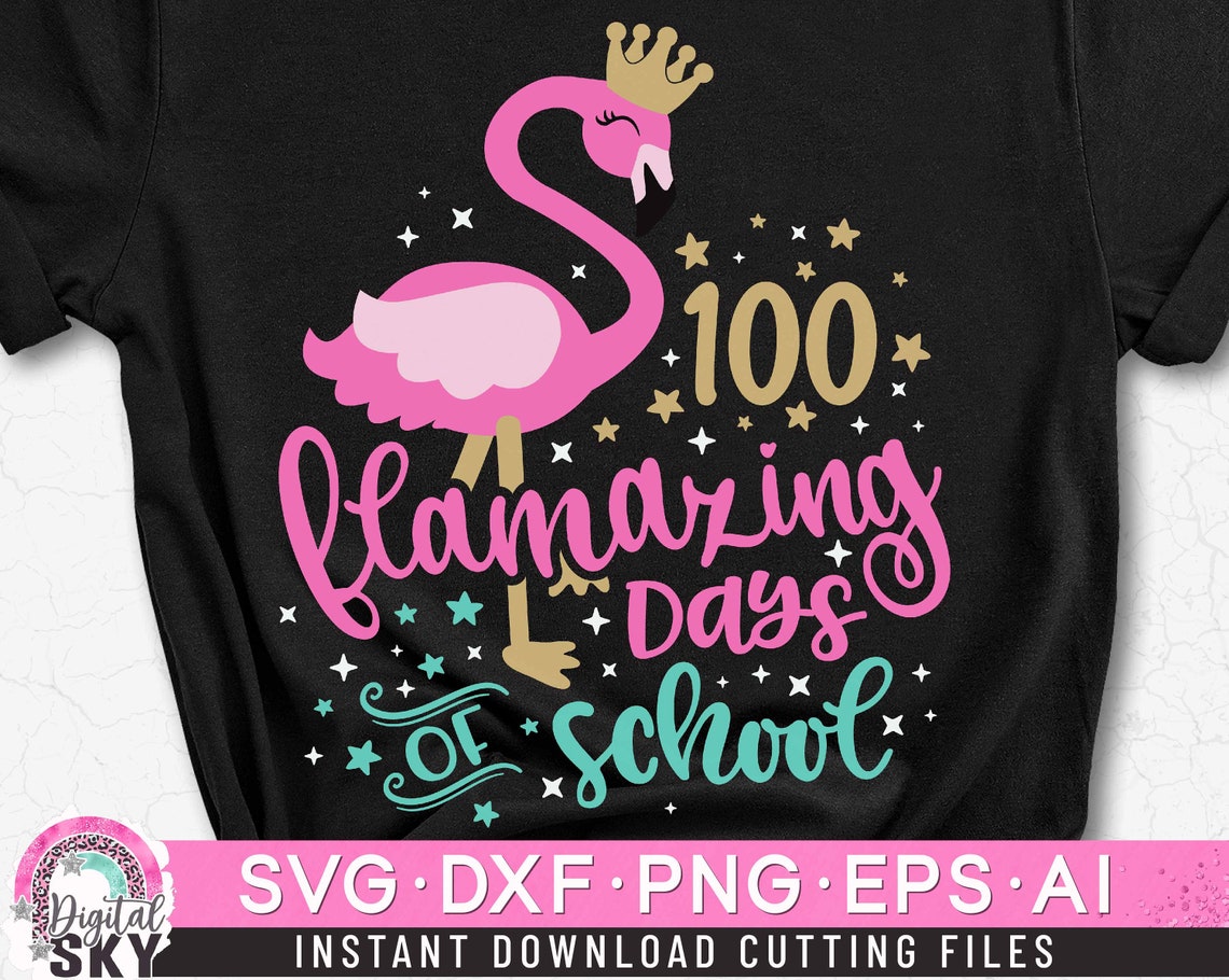 100 Flamazing Days of School Svg Flamingo School Svg - Etsy