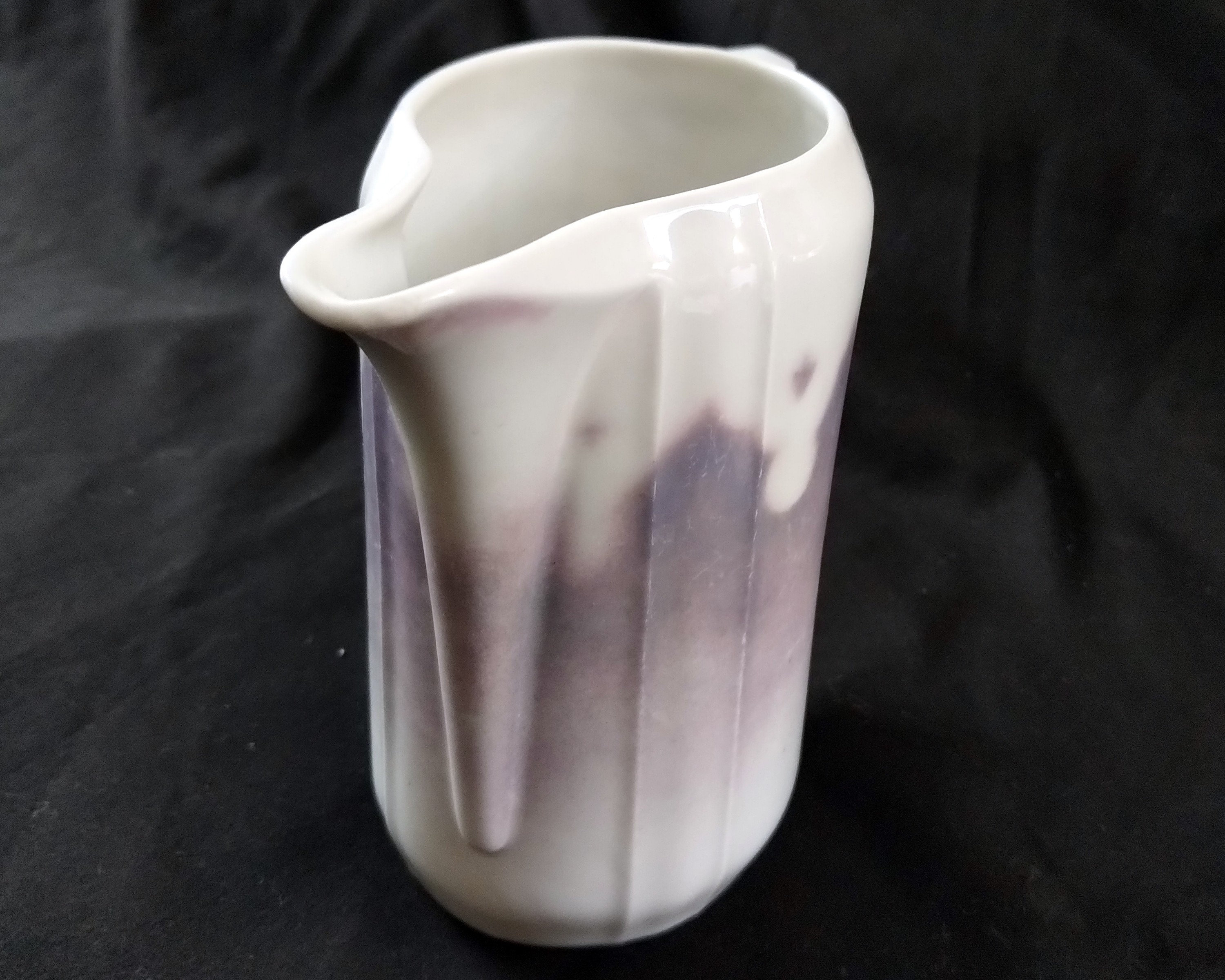 Vintage German Porcelain Pitcher White with Lavender Glaze | Etsy