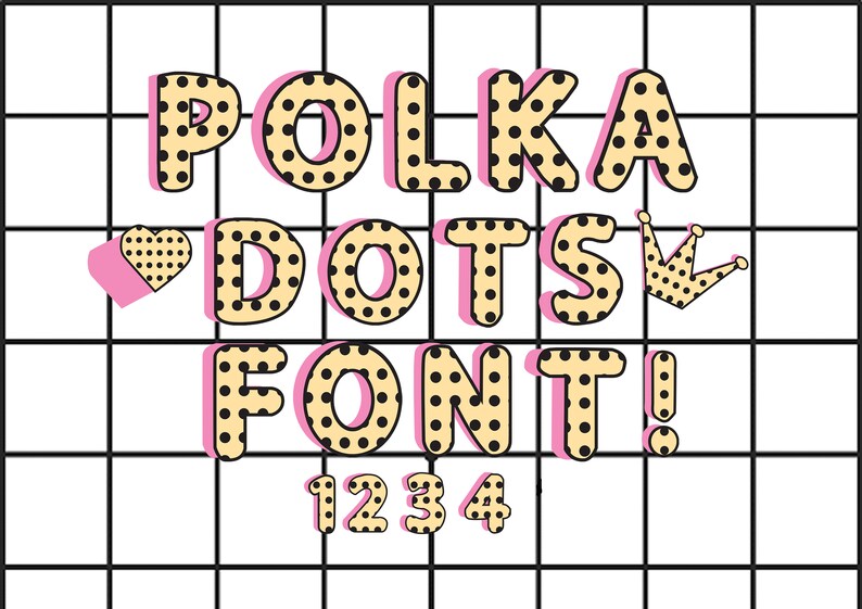 Yellow Polka Dots Alphabet With Pink Background Pngepsdxf - Etsy