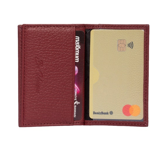 Burgundy Leather Slim Vertical Pocket Card Case, Woma… - Gem