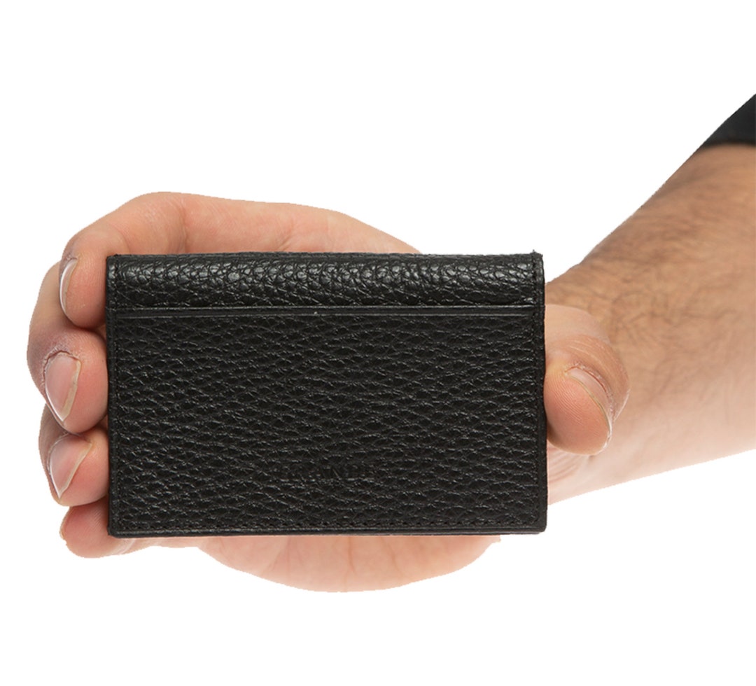 Black Leather Slim Vertical Pocket Card Case, Woman Leather Card Case ...