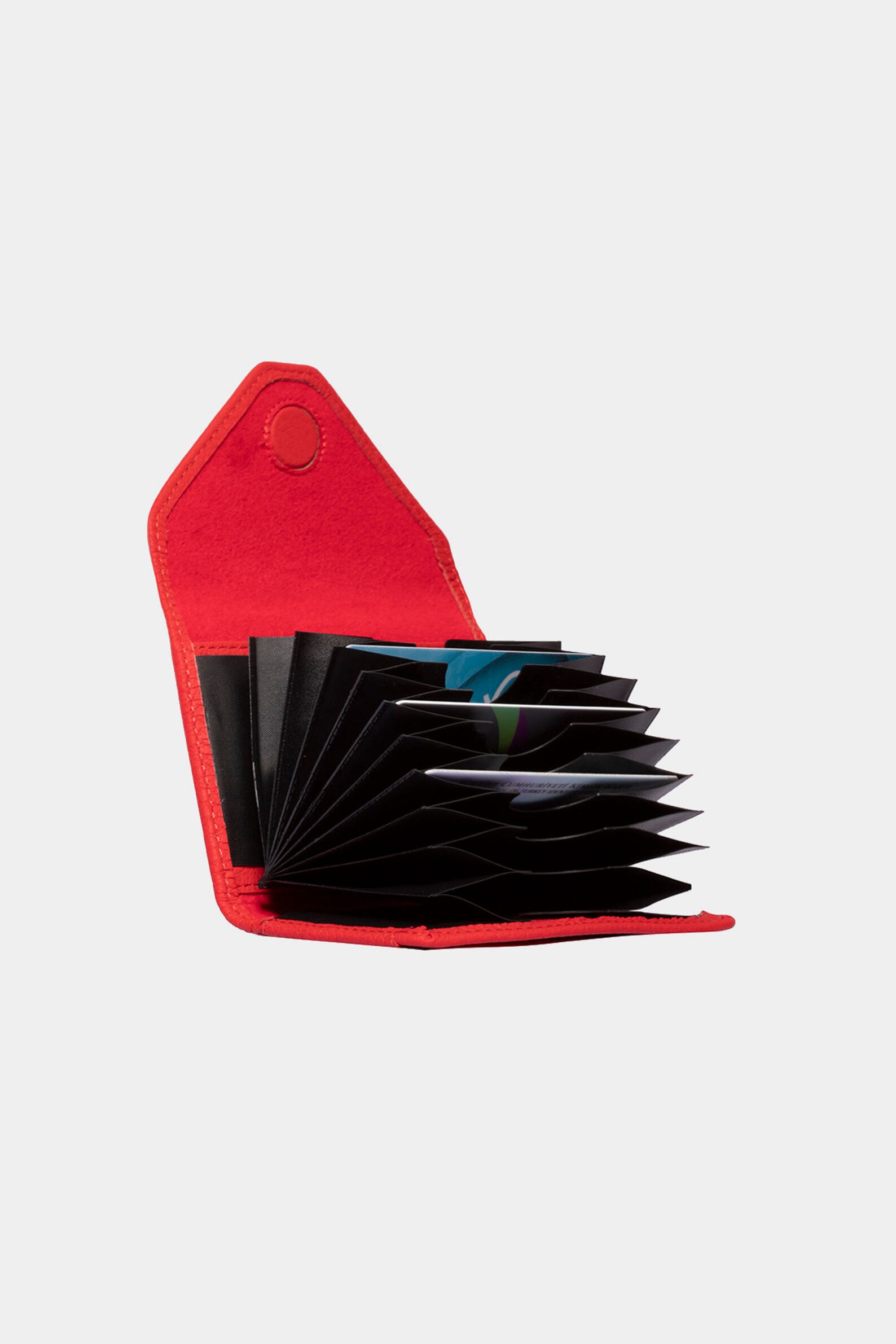 Red Leather Accordion Magnetic Card Holder, Woman Leather Card Case ...