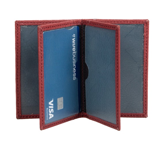 Burgundy Leather Slim Vertical Pocket Card Case, Woma… - Gem