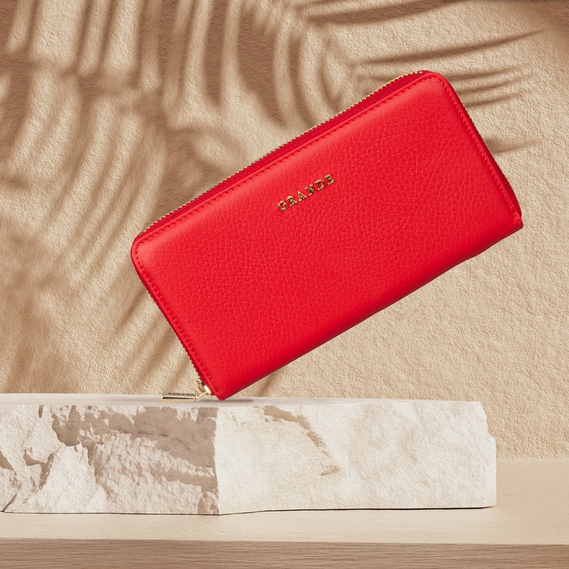 Red Leather Wallet - Etsy