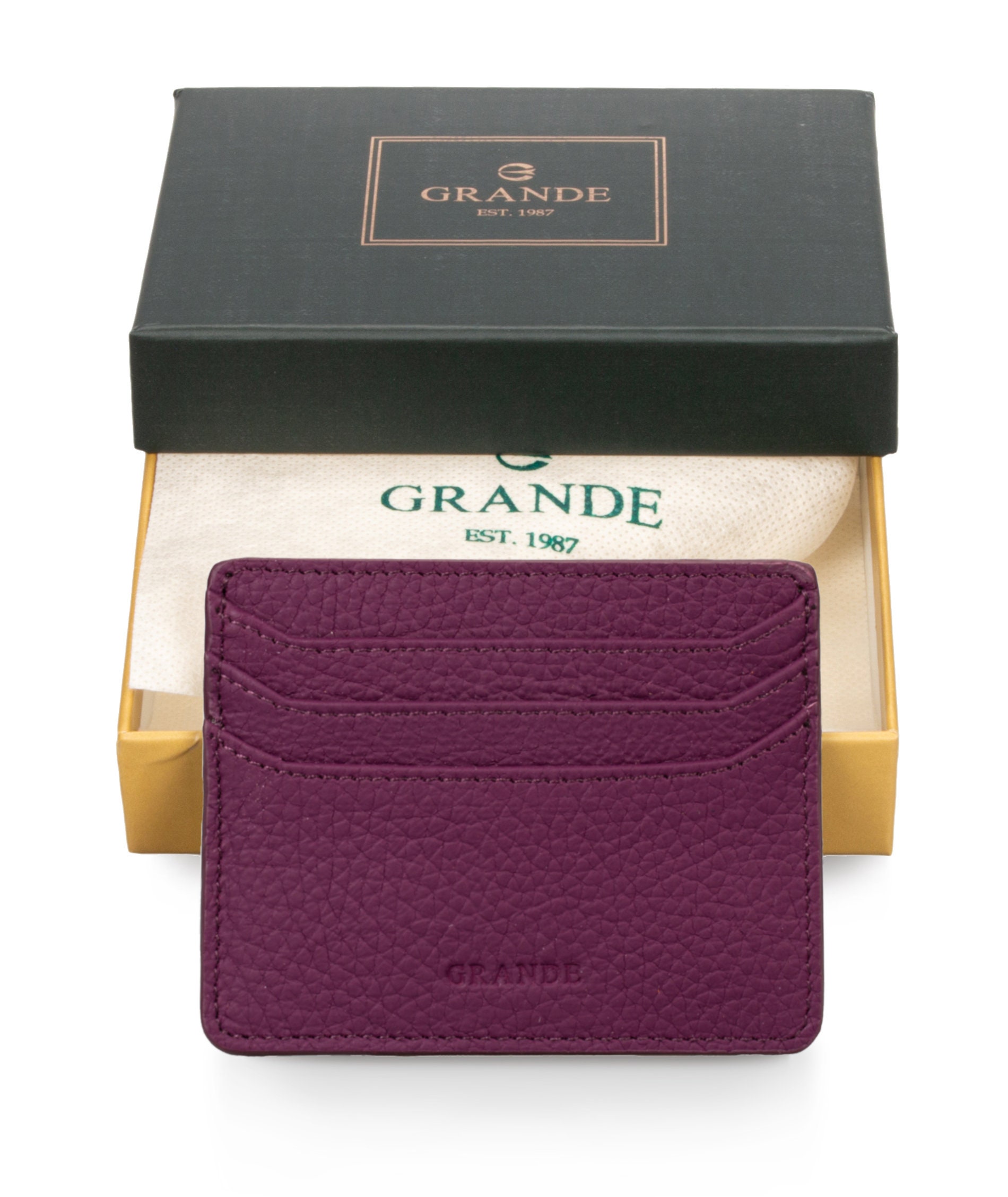 Purple Leather Slim Card Holder, Woman Leather Card Case, Men Leather ...
