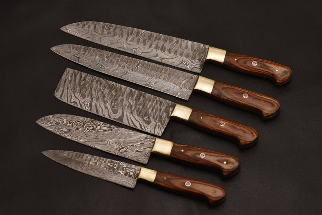 Beautifull Custom Handmade Chef Kitchen Knife Set (lot of 5) With ...
