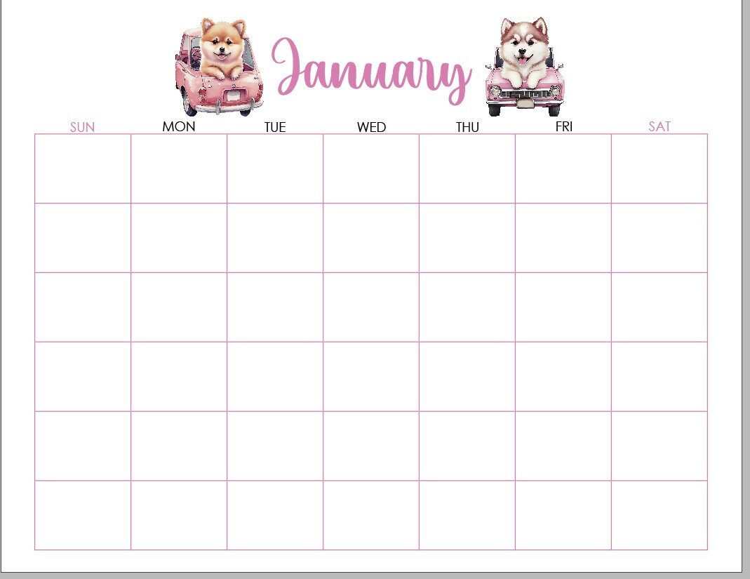 2023-2024 UNDATED Printable Chibi Puppy Calendar - Kawaii Calendar ...