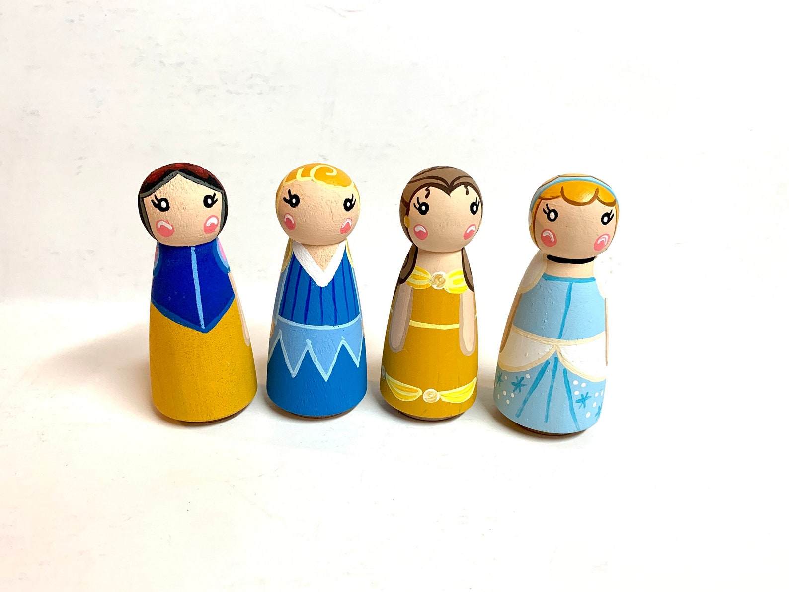 Princess Peg Dolls Cinderella Elsa and Anna Hand Painted - Etsy