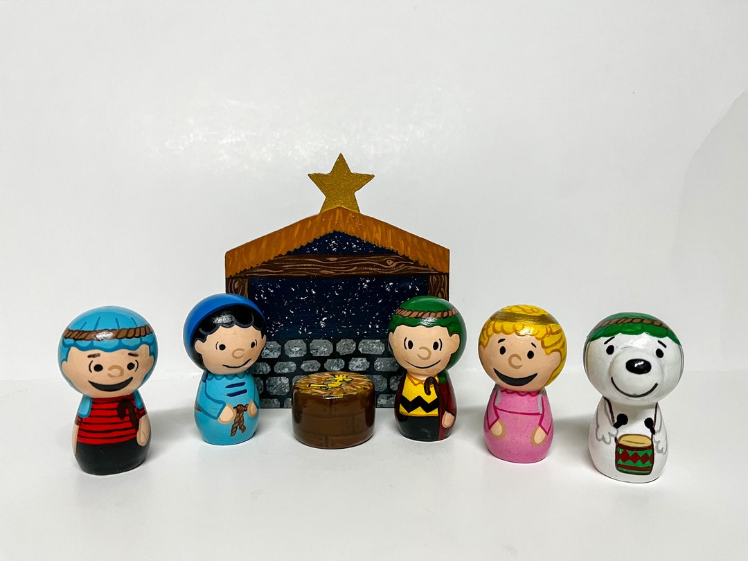 Charlie Brown Nativity Set, Hand Painted Wooden Nativity - Etsy