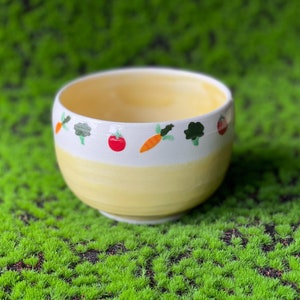 Vegetable Border Bowl, Handmade Ceramic, 10oz *ready to Ship* - Etsy