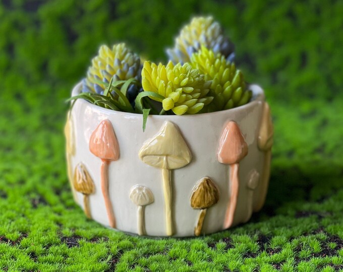 3-D Mushroom Planter, Plant Pot, Handmade Ceramic *READY TO SHIP* - Etsy