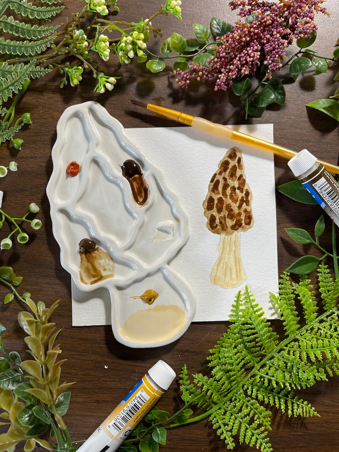 Morel Mushroom Paint Palette, Handmade Ceramic, Ready to Ship - Etsy