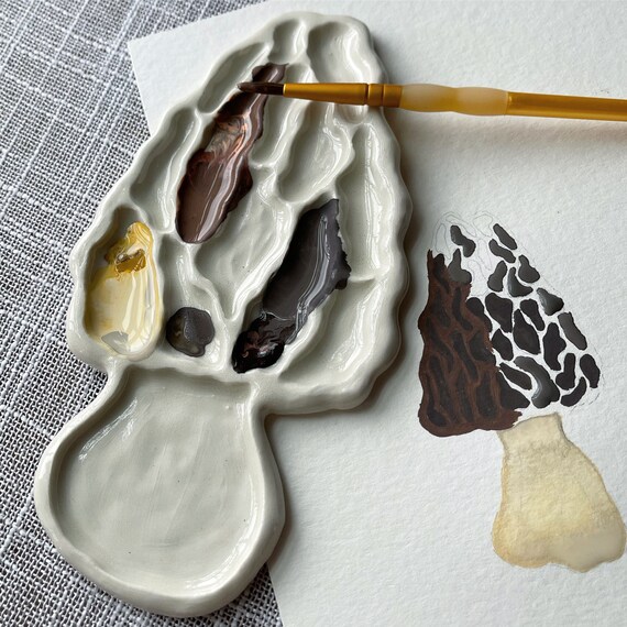 Morel Mushroom Paint Palette Handmade Ceramic ready to | Etsy