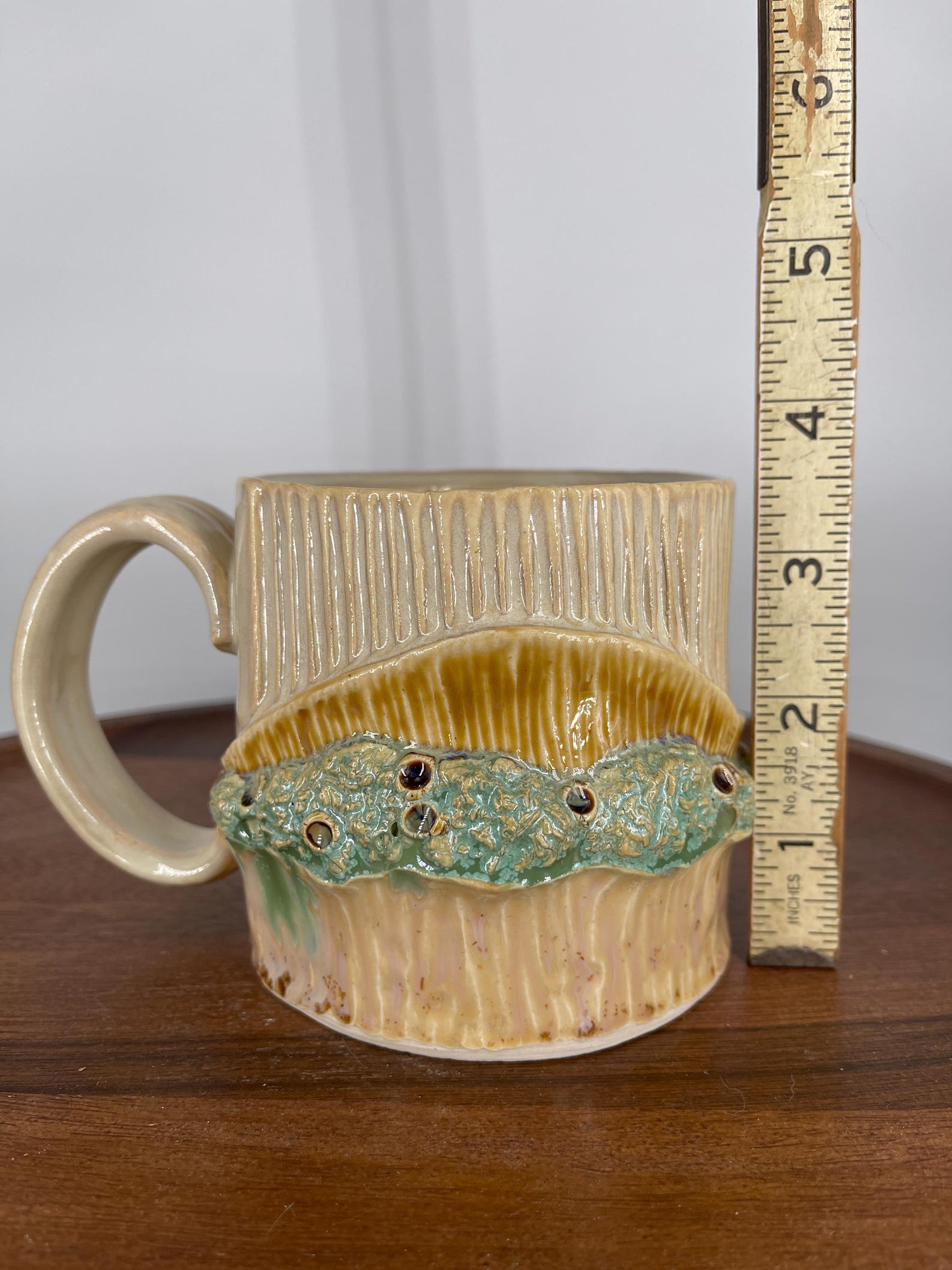 Mossy Mug, 12 Oz, Beige, Tan, Golden, Green, Brown, Handmade Ceramic - Etsy