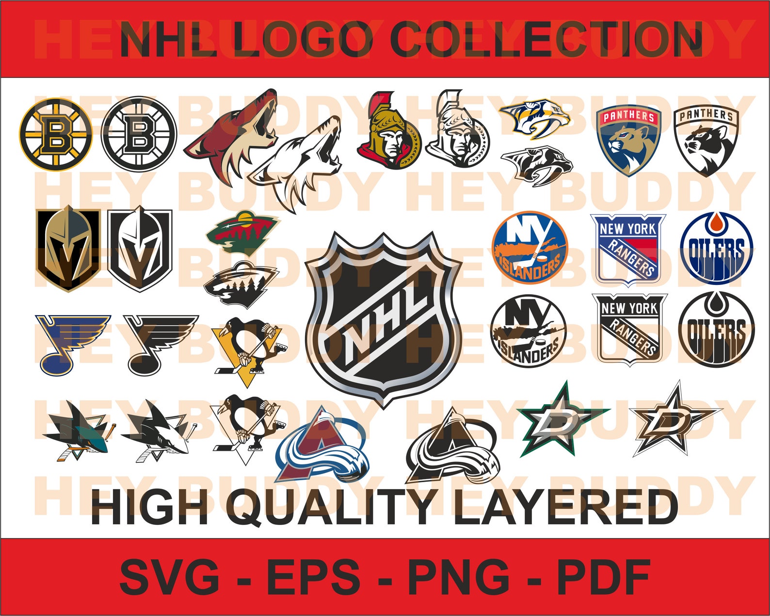 Entire NHL Logo Collection Layered Cuttable SVG . High | Etsy
