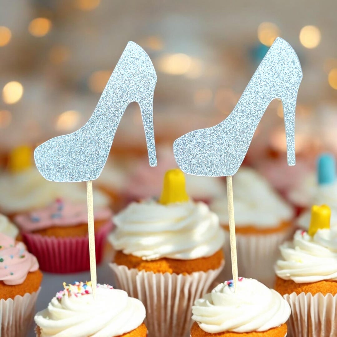 Glitter High Heel Cupcake Toppers Bachelorette Party Decor - Etsy
